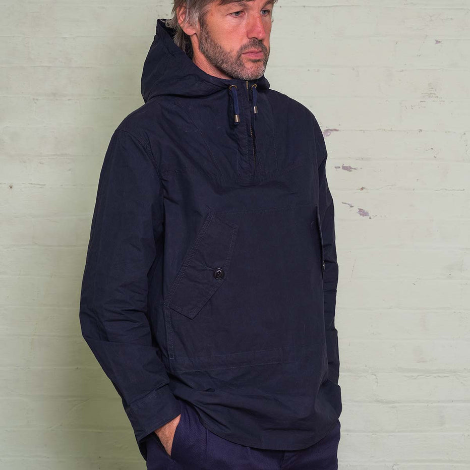 The Hooded Smock - Navy – yarmouthoilskins